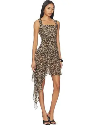 Miaou Print Asymmetrical Hem Dress - Leopard