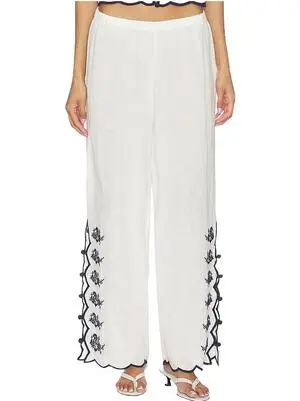Cami Nyc Embroidered Linen Wide Leg Pants - Macadamia
