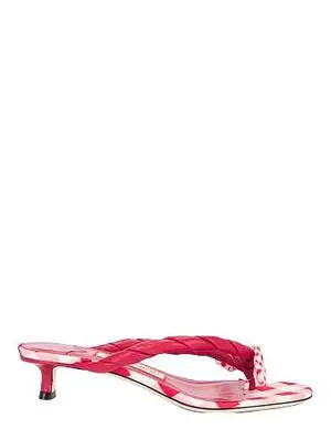 JIMMY CHOO Liss 35 Gingham Bow Sandals - Ruby Red Mix