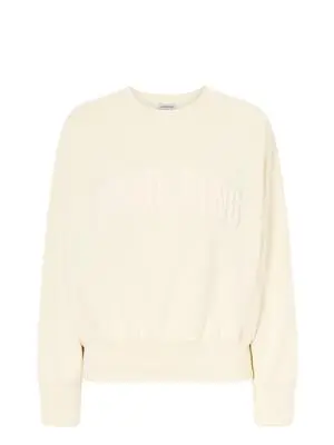 ANINE BING Appliquéd Cotton-fleece Sweatshirt - Neutrals