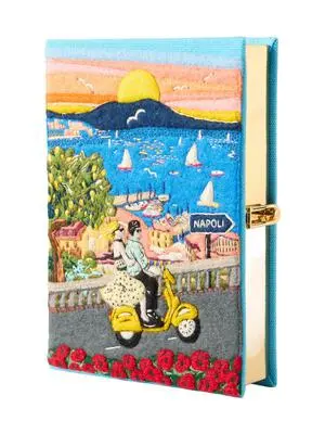 OLYMPIA LE-TAN Napoli Appliquéd Embroidered Canvas Clutch Multi