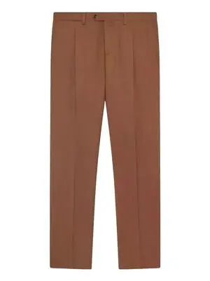 LARDINI Single-pleat Wool Serge Trousers - Brown