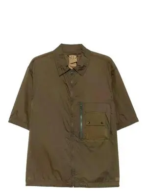 TEN C Mid Layer Zip-up Pocket-detail Shirt - Green