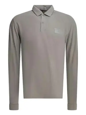 Stone Island Logo-patch Long-sleeve Polo Shirt - Grey