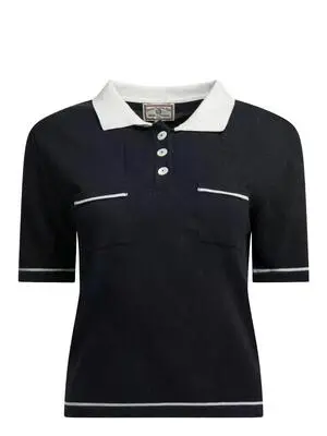 INES DE LA FRESSANGE PARIS Short Sleeve Polo Top - Blue