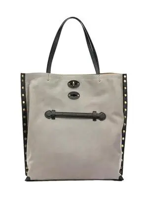 ZANELLATO Medium A'spasso® Stud-embellished Tote Bag - Grey