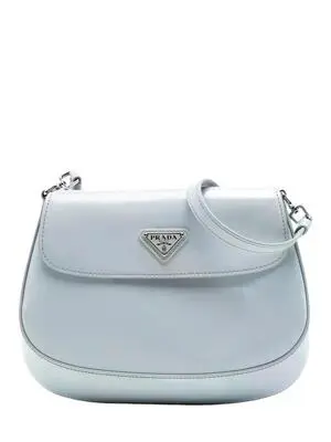 Prada 2000-2013 Mini Brushed Leather Cleo Flap Shoulder Bag - Grey