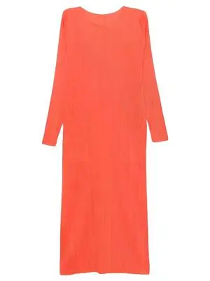 Issey Miyake Pleated Long-sleeve Midi Dress - Red