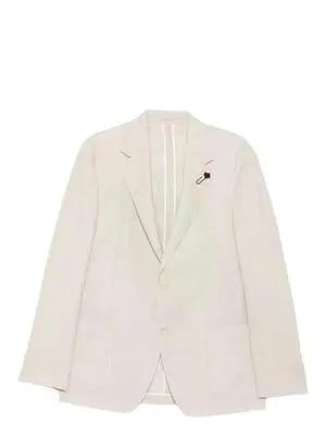 LARDINI Flower-pin Single-breasted Blazer - Neutrals