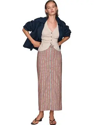Maeve Colette Plaid Maxi Skirt - Neutral