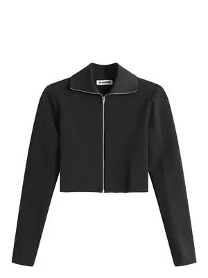 JIL SANDER Zip-up Jacket With Ribbed Collar - Black