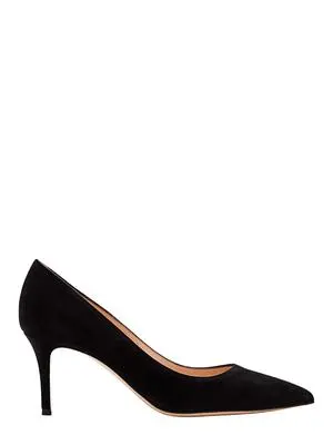 GIANVITO ROSSI 70" Suede Pointed-toe Pumps - Black