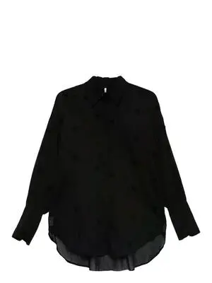 Liviana Conti Bead-embellished Semi-sheer Shirt - Black