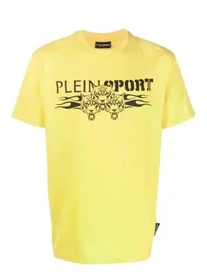 PLEIN SPORT Crew Neck Logo-print T-shirt - Yellow