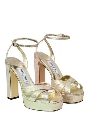 JIMMY CHOO Kove Platform Sandals - Gold