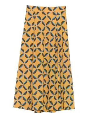 NIU Geometric-print Pleated Skirt - Yellow