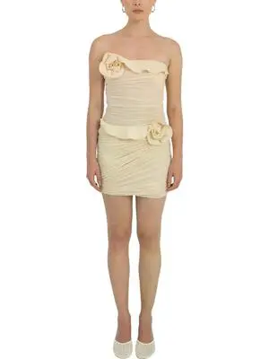MAYGEL CORONEL Floral-appliqué Ruched Mini Skirt - Neutrals