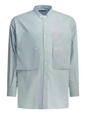 Comme Des Garçons Band-collar Patch-pocket Shirt - Blue