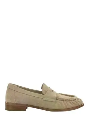 STRATEGIA SHOES Georgie Ruched Suede Loafers - Neutrals