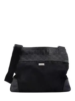 Gucci Zip Top Messenger Bag Sima Leather Large - Black