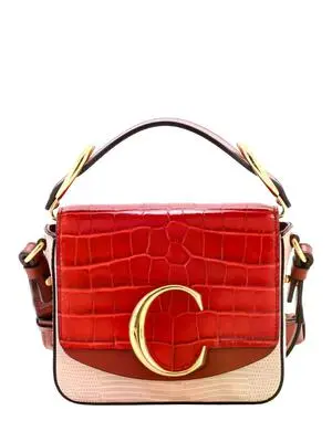 Chloé C Flap Crocodile And Lizard Embossed Leather Mini Crossbody Bag - Multicolour