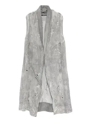 JULIUS Sleeveless Distressed Coat - Grey
