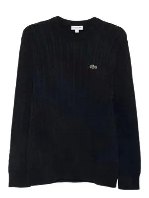 Lacoste Cable-knit Logo-patch Sweater - Blue