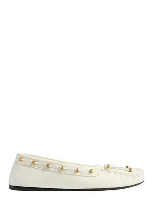 Khaite Milly Flat In Leather - Chalk