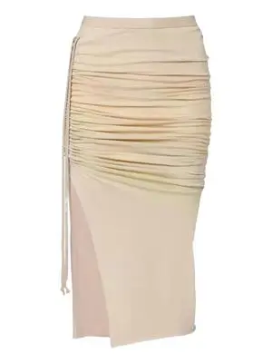 Rick Owens Edfu Ruched Side-slit Midi Skirt - Neutrals