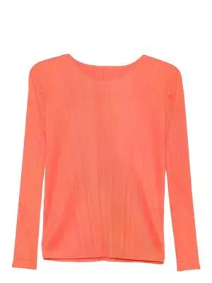 Issey Miyake Pleated Long-sleeve Top - Red