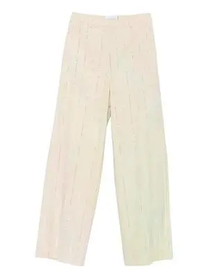 ISABELLE BLANCHE Sequin-embellished Pinstripe Trousers - Neutrals