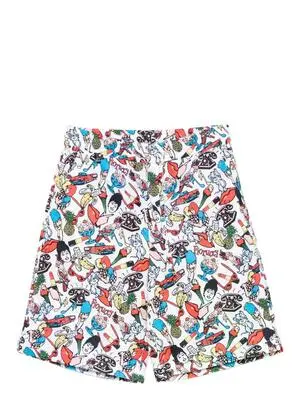 Fiorucci Graphic-print Drawstring Shorts - White