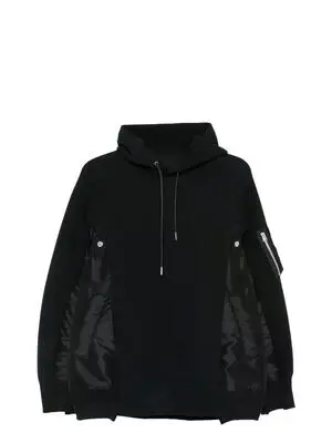 Sacai Panelled Zip-pocket Hoodie - Black