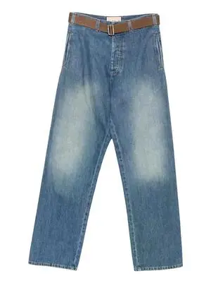 Plan C Belted Faded Jeans - Blue