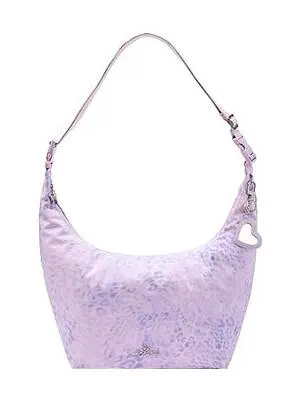 Pink Satin Nylon Hobo Bag - Print