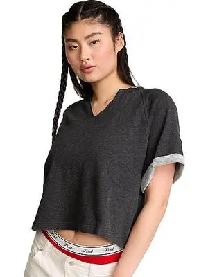 Pink Campus Terry™ Short-sleeve Crew Sweatshirt - Grey