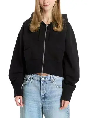 DIME Cropped Zip-up Hoodie - Black