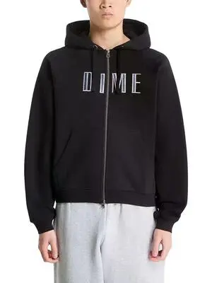 DIME Logo-embroidered Zip-up Hoodie - Black