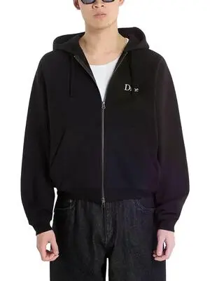 DIME Logo-embroidered Zip-up Hoodie - Black
