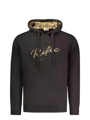 RIFLE Logo-print Drawstring Hoodie - Black