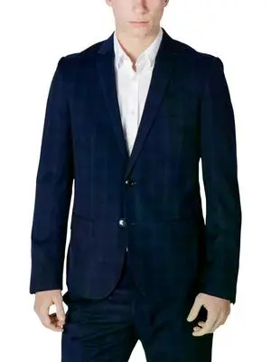 ANTONY MORATO Check-pattern Notched-lapel Blazer - Blue