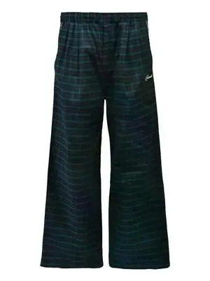 BREATH Script Logo Check Wide-leg Trousers - Blue