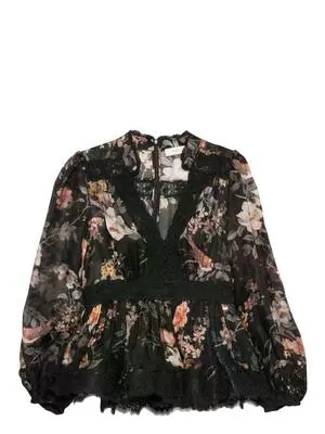 Zimmermann Carousel Floral-print Blouse - Black