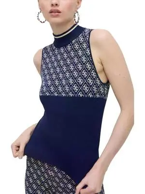 Guess Monogram-pattern Sleeveless Top - Blue