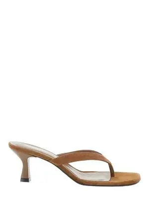 SEMICOUTURE Suede Thong Sandals - Brown