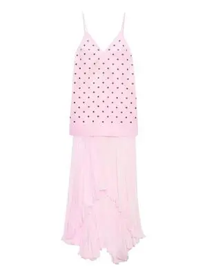 MSGM Studded Pleated Asymmetric Dress - Pink