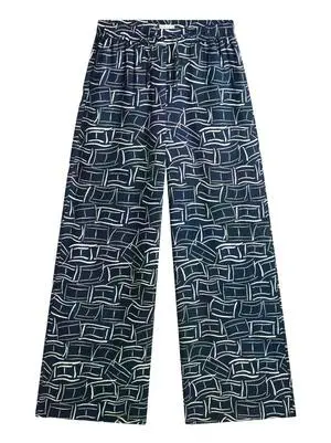 Tommy Hilfiger Geometric-print Wide-leg Trousers - Blue