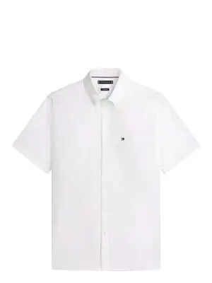 Tommy Hilfiger Regular-fit Button-down Short-sleeve Cotton Oxford Shirt - White