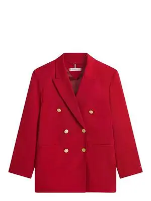 Tommy Hilfiger Timeless Double-breasted Relaxed-fit Wool-blend Blazer - Red