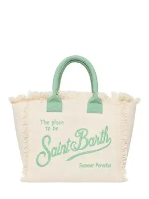 MC2 SAINT BARTH Mc2 Saint Barth Printed Cotton Vanity Bag With Logo Camel